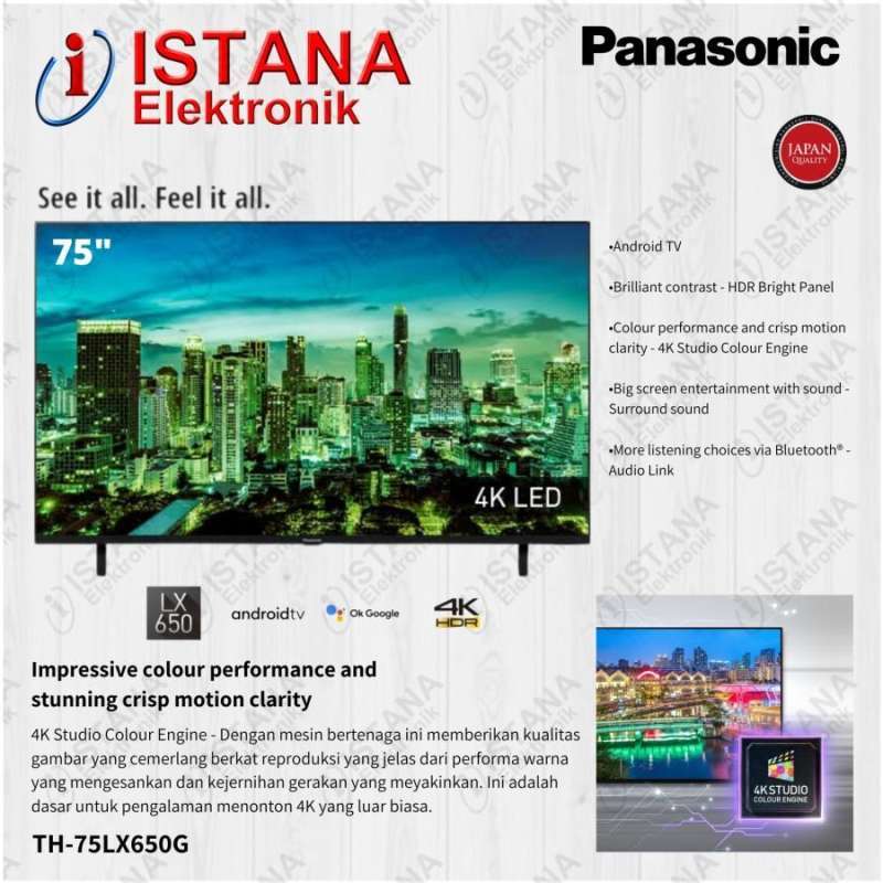 Jual PANASONIC UHD 4K ANDROID DIGITAL TV 75 INCH TH-75LX650G di Seller Istana Elektronik ...