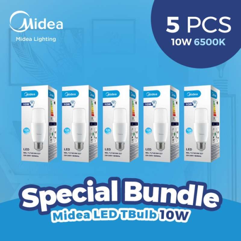 Promo Midea Lampu Led Stick 10 Watt Putih 6500K Coolday Light - isi 5 ...