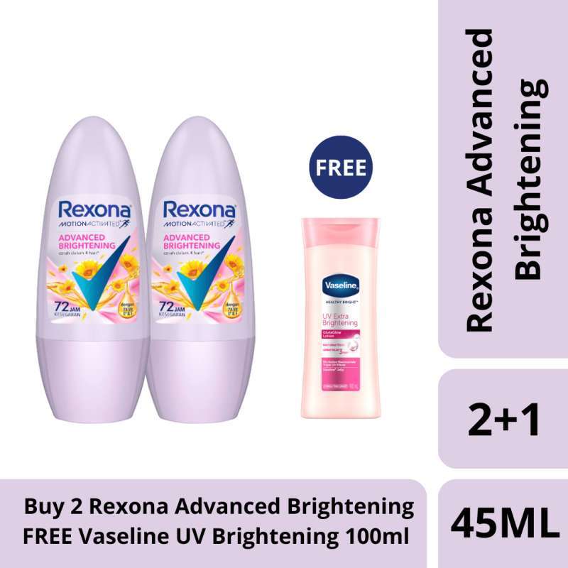 Promo Rexona Women Advanced Brightening Roll-On Deodorant [45 mL/2pcs ...