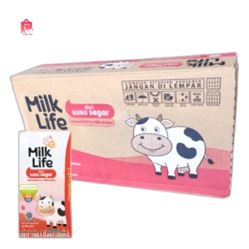 Promo Milk Life Susu Uht 115ml (1 Dus/45 Pcs) - Strawberry Milkshake ...