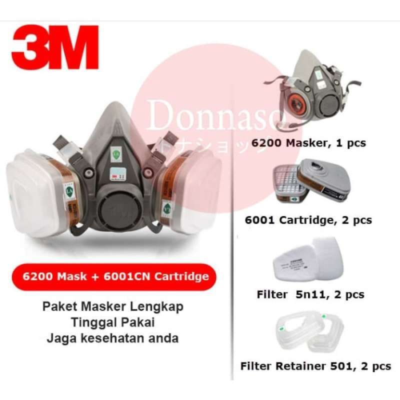 Promo Masker 3m Respirator 3m 6200 Set, Konstruksi, Uap Panas, Masker Gas Berkualitas Diskon 2% ...
