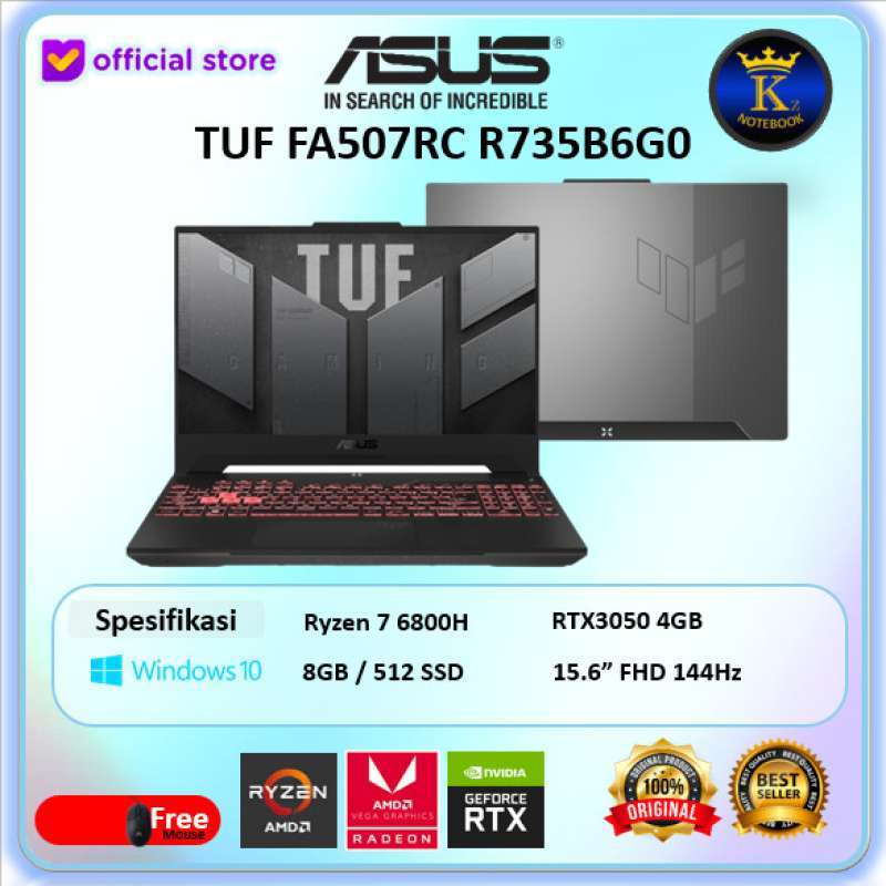 Promo Asus Tuf Gaming Fa507rc Ryzen 7 -6800h 8gb 512ssd Rtx3050 4gb 15 ...