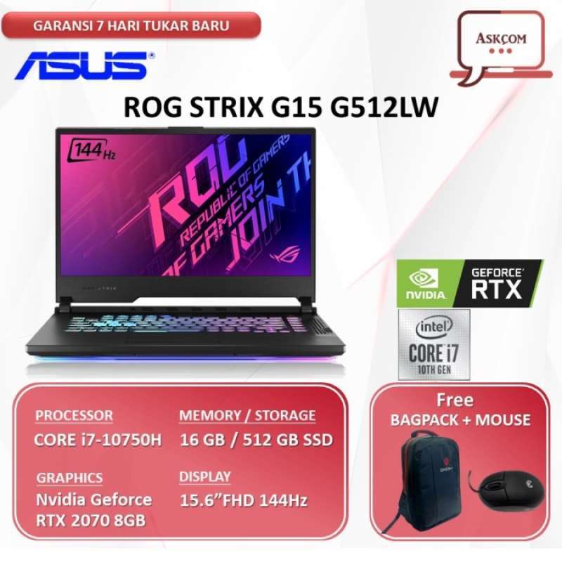 Promo ASUS ROG STRIX G512LW Ci7-10750H 16GB RTX2070 8GB 15.6FHD 144Hz ...