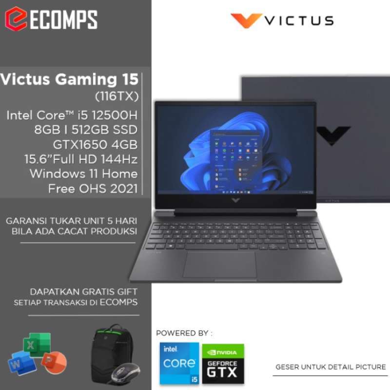 Promo HP VICTUS GAMING 15 - GTX1650 4GB Core i5 12500H 8GB 512 SSD 15 ...