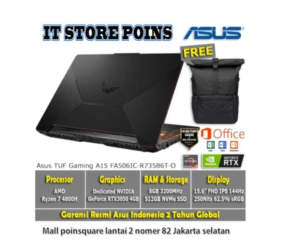 Promo ASUS FA506IC R735B6T-O RYZEN 7 4800H 8GB 512GB SSD RTX3050 4GB 15 ...