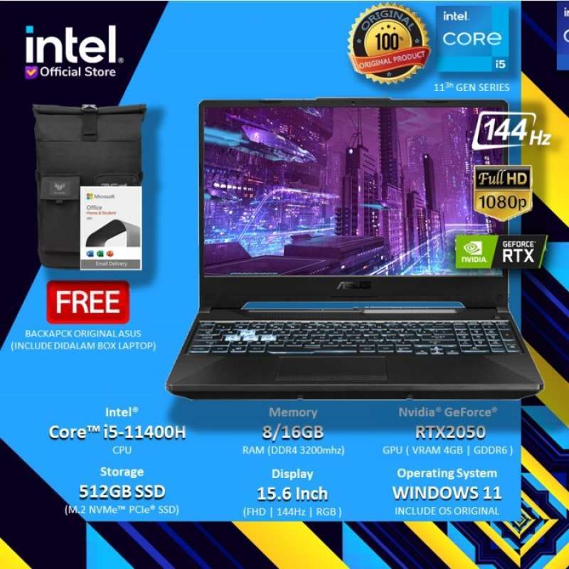 Promo Asus TUF Gaming F15 FX506HF - RTX2050 i5 11400H 512ssd 144Hz RGB W11 Diskon 33% di Seller ...