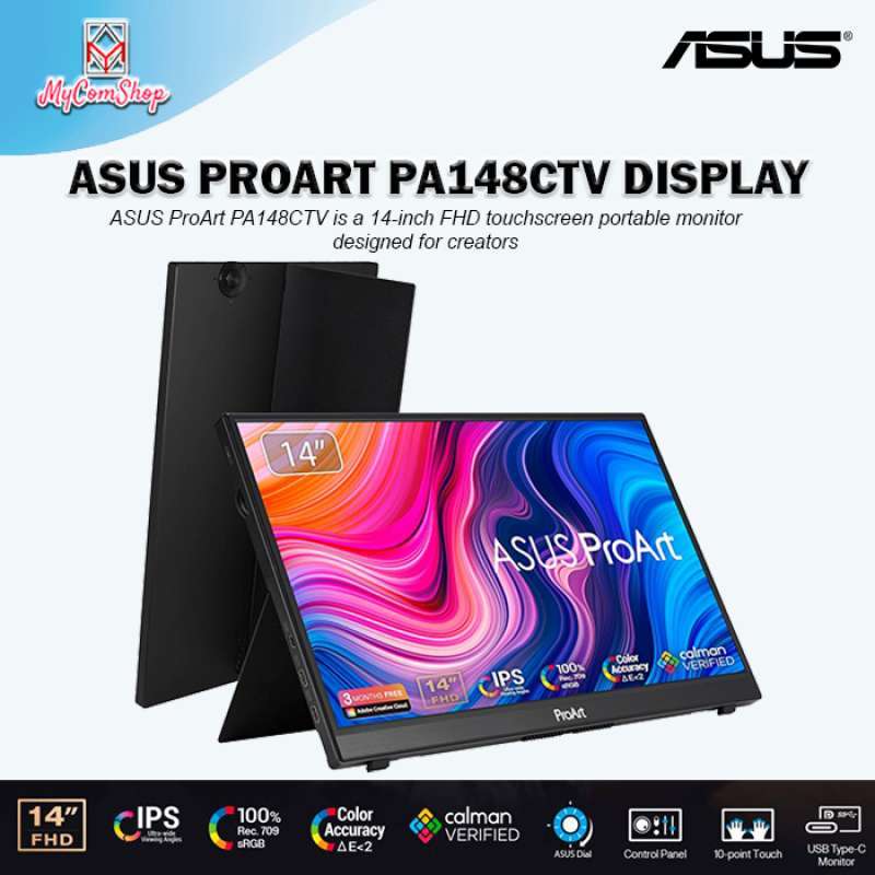 Jual ASUS PROART PA148CTV PORTABLE DISPLAY TOUCH 14” IPS FHD di Seller ...