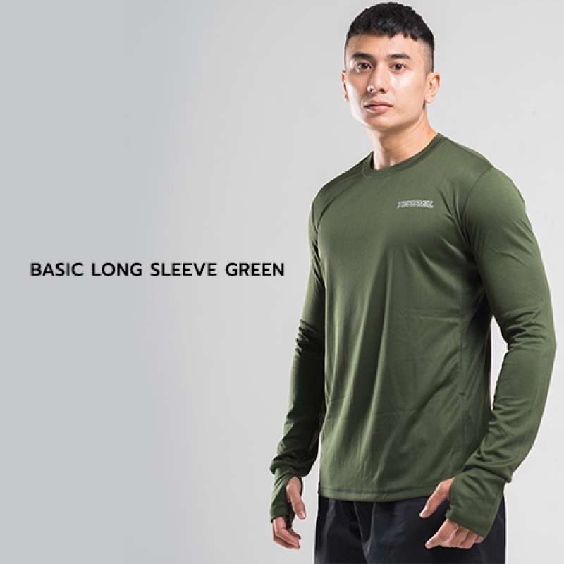 Jual Terrel sports wear basic long sleeve green baju olah raga dry fit pria lari running gym ...