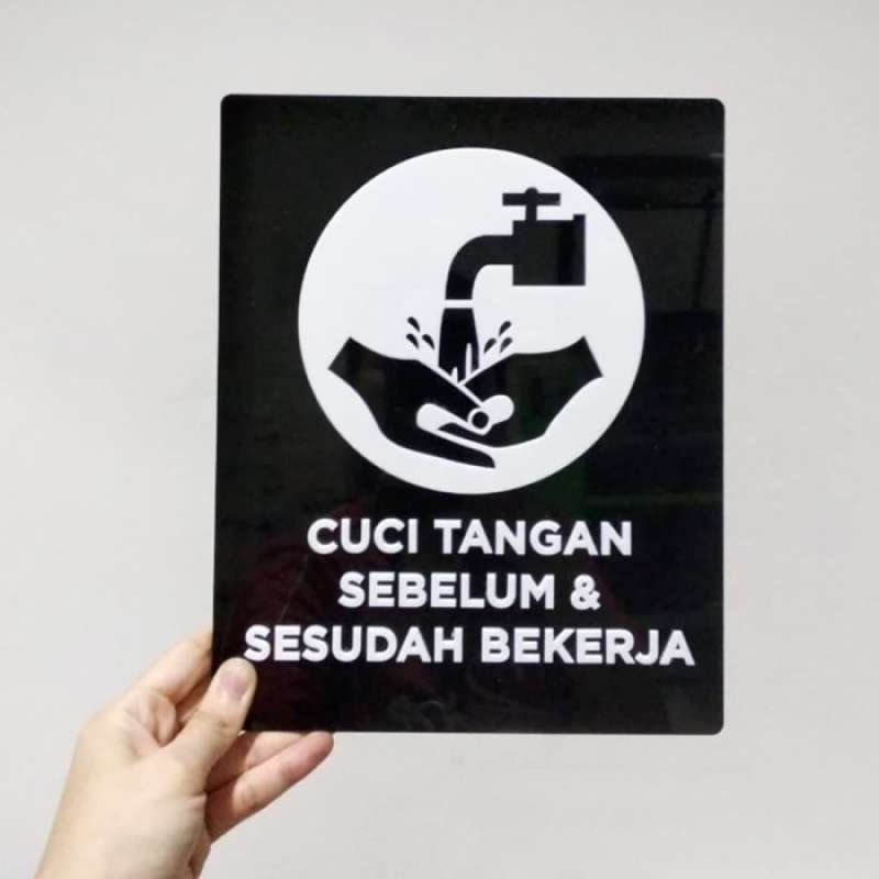 Promo Cuci Tangan Sign Acrylic | 20 x 25 cm | Sign Board Akrilik Diskon ...