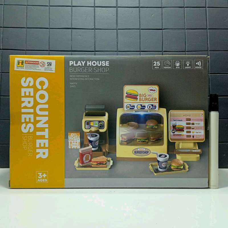 Jual mainan cashier burger store counter bahan pvc play house ...