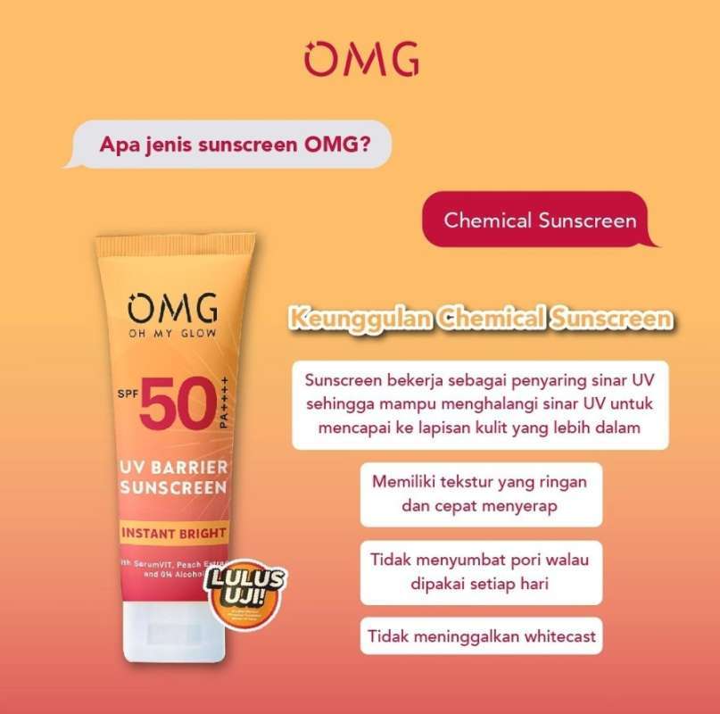 Promo Omg Oh My Glow Uv Barrier Sunscreen Spf 50 Pa++++ 25 Ml ...