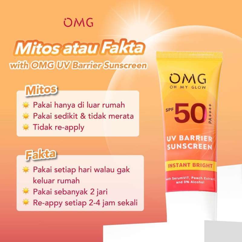 Promo Omg Oh My Glow Uv Barrier Sunscreen Spf 50 Pa++++ 25 Ml ...