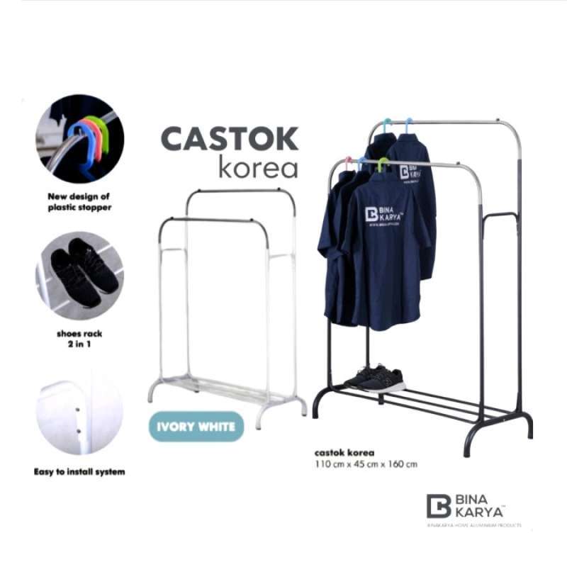 Jual Bina Karya Castok Korea Gantungan Baju Aluminium Standing Hanger ...