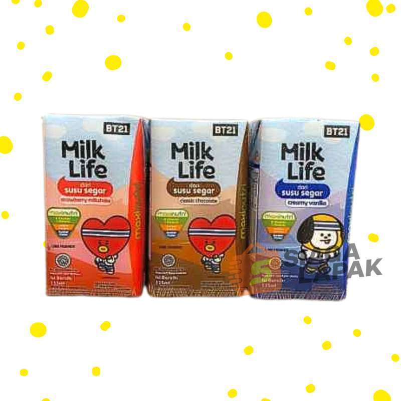 Promo Milk Life Susu Uht Mini 125ml All Varian Coklat Vanila Stroberi ...