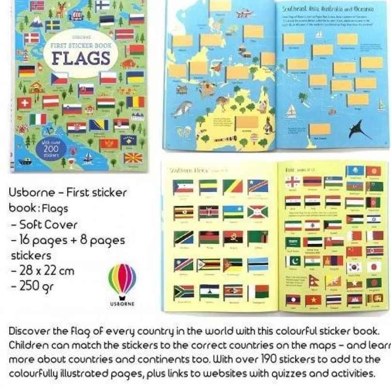 Promo Buku Stiker Bendera Negara Dunia Usborne Sticker Book Flags Diskon 31% di Seller Pilihan ...