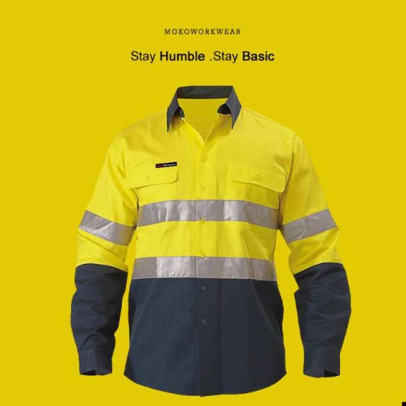 Promo Baju Safety Lengan Panjang Atau Baju Proyek Model Atasan Warna Merah Biru Dongker