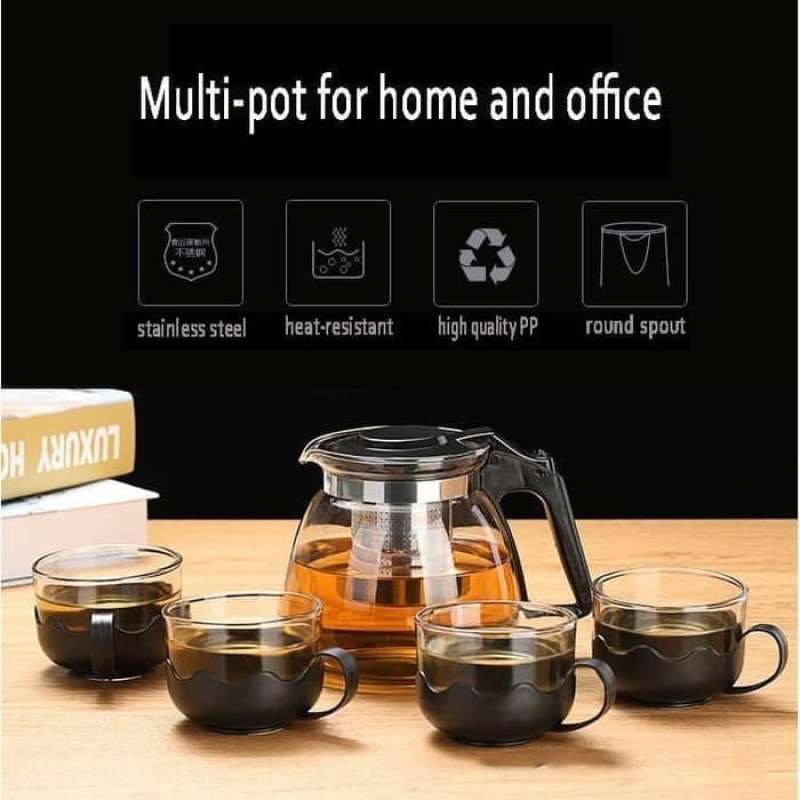 Jual Tea pot Set 5 in 1 Teko kaca dengan saringan di Seller silvia cell ...