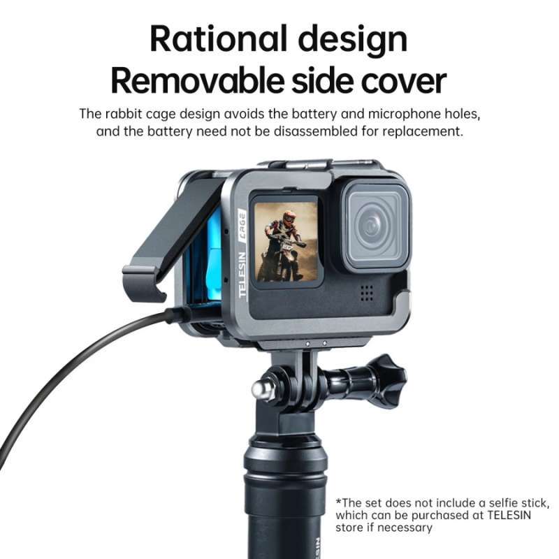 Jual Telesin Aluminium Vertical Metal Frame Cage Gopro Hero 12/11/10/9 ...