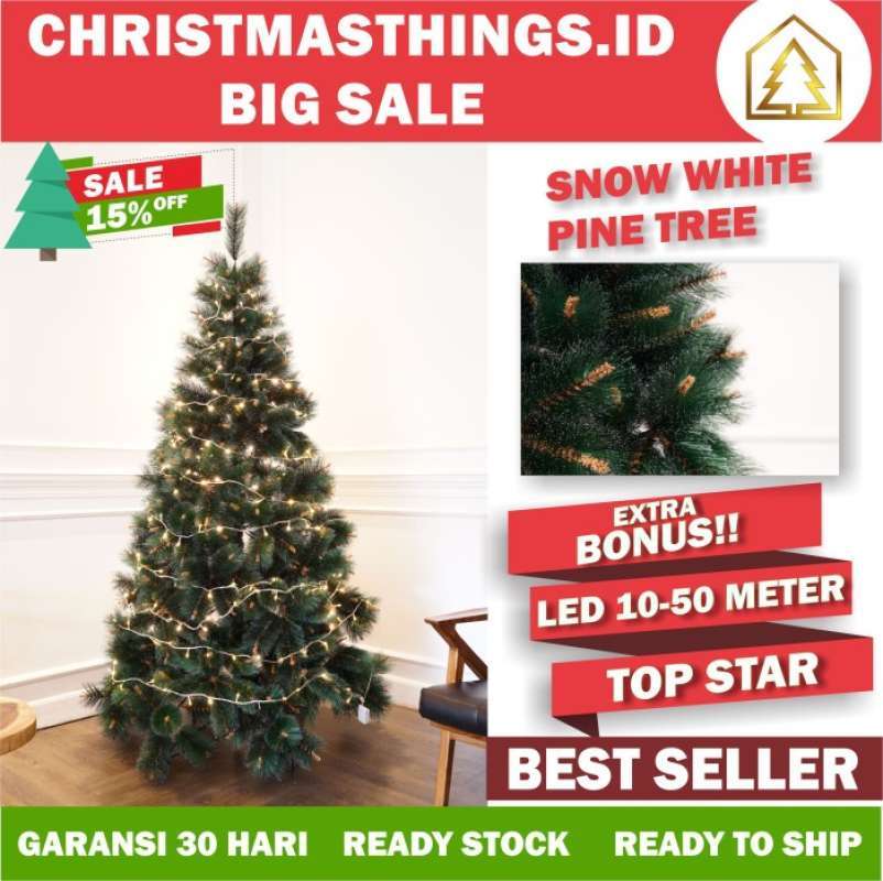 Jual Pohon natal premium polos salju pinus cemara 1 2 3 meter hijau ...