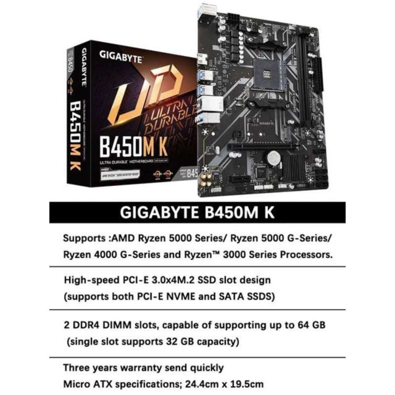 Jual Motherboard B450m K Gigabyte Amd Socket Am4 Chipset B450 Ddr4 Mobo ...