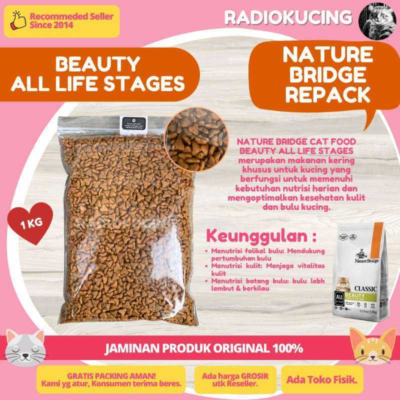 Jual Makanan Kucing Nature Bridge Beauty 1 Kg Repack All Stages Cat ...