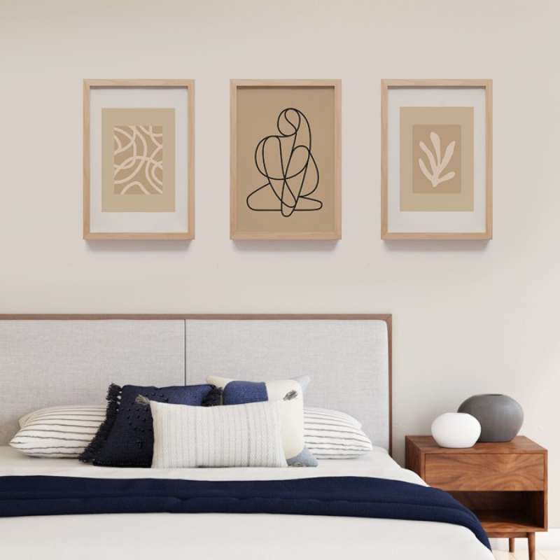 Promo Wall Decor Aesthetic Simple Abstrak Nordic Minimalis Frame Kayu ...