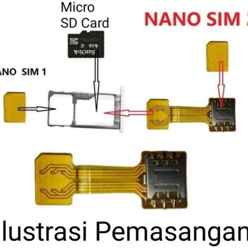 Jual Dual Simcard Adapter Hybrid Sim Card Extender Microsd Card Converter - Nano Di Seller ...