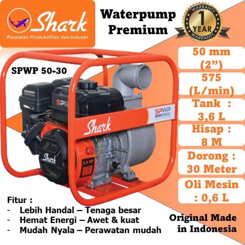 Promo Shark Spwp 50-30 Premium Pompa Sawah Pompa Irigasi Waterpump ...