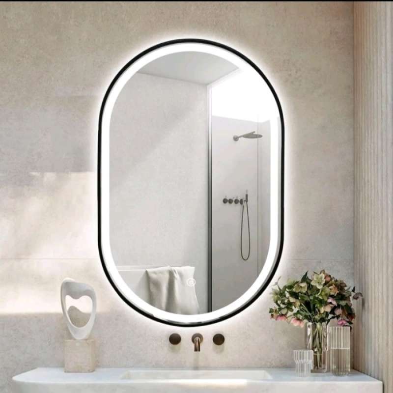 Promo Kaca cermin mirror LED 50—90 oval teknologi sentuh Diskon 33% di ...