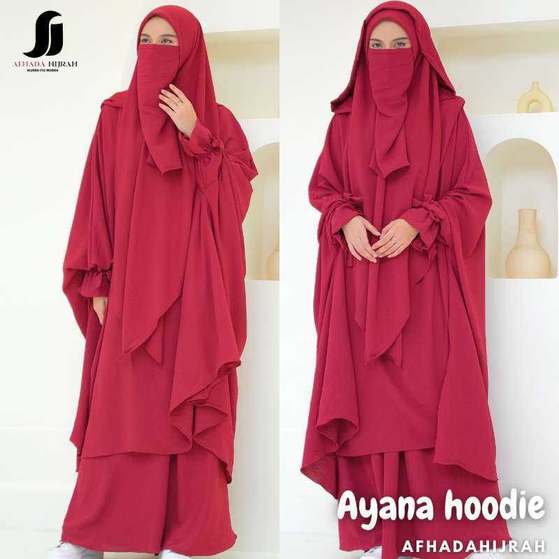 Promo Gamis Set Cadar Ayana Hoodie Crinkle Airflow Baju Dan Hijab ...