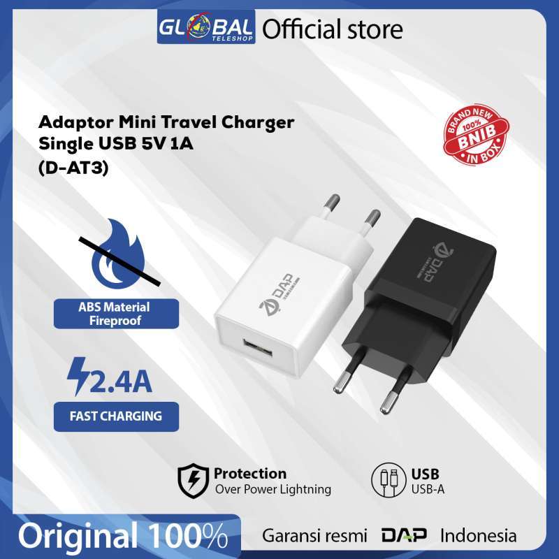 Promo DAP Adaptor Mini Travel Charger Single USB 5V 1A D-AT3 Original ...