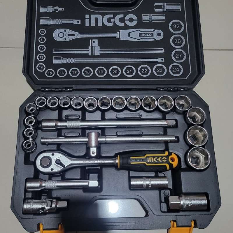 Promo INGCO Socket set 25 pcs 1/2 Soket set 1/2 inch Diskon 23% di ...