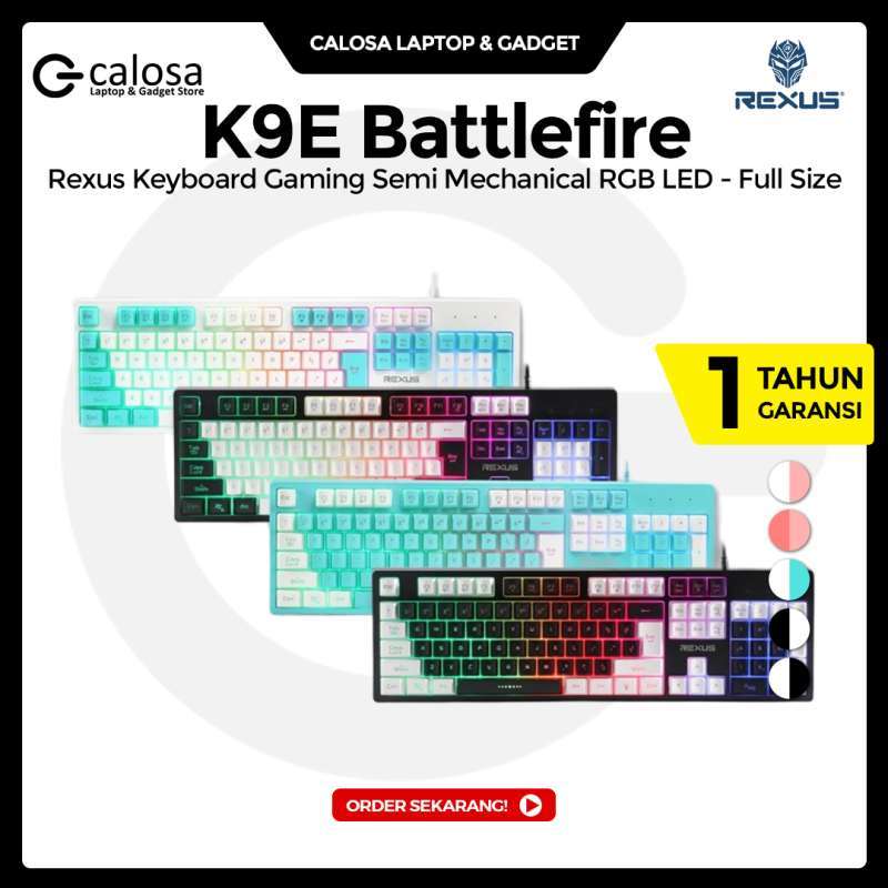 Jual Rexus Keyboard Gaming K9E Battlefire Semi Mechanical RGB LED Full ...