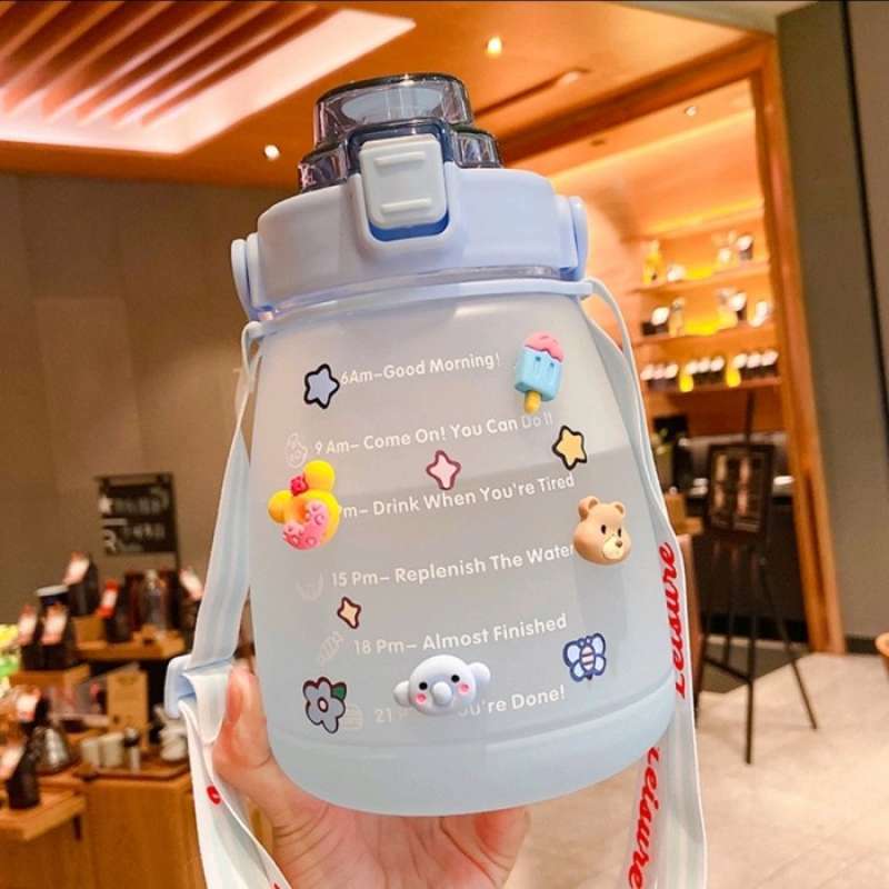 Jual botol minum penanda waktu 1400ml - botol motivasi lucu 1.4l ...
