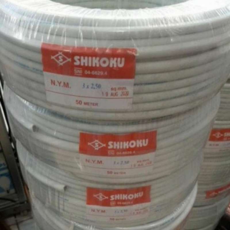 Promo Kabel Listrik NYM 3x2.5 Kawat Tembaga Tunggal Putih SHIKOKU ...