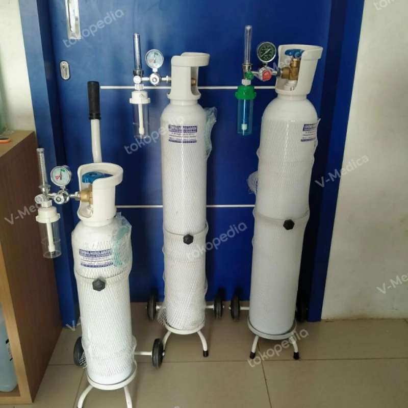 Jual Satu Set Tabung Oksigen 1m3 Siap Pakai Tabung Isi - Regulator - Troli di Seller V-Medica ...