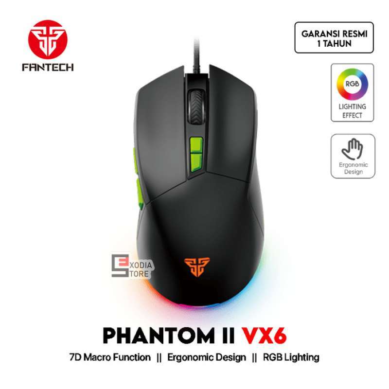 Promo Fantech PHANTOM II VX6 Mouse Gaming Macro RGB Light Programmable ...