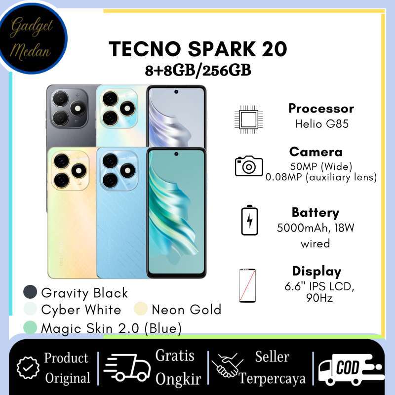Jual Tecno Spark 20 Ram 8gb/256gb Bergaransi Resmi - Cyber White Di ...