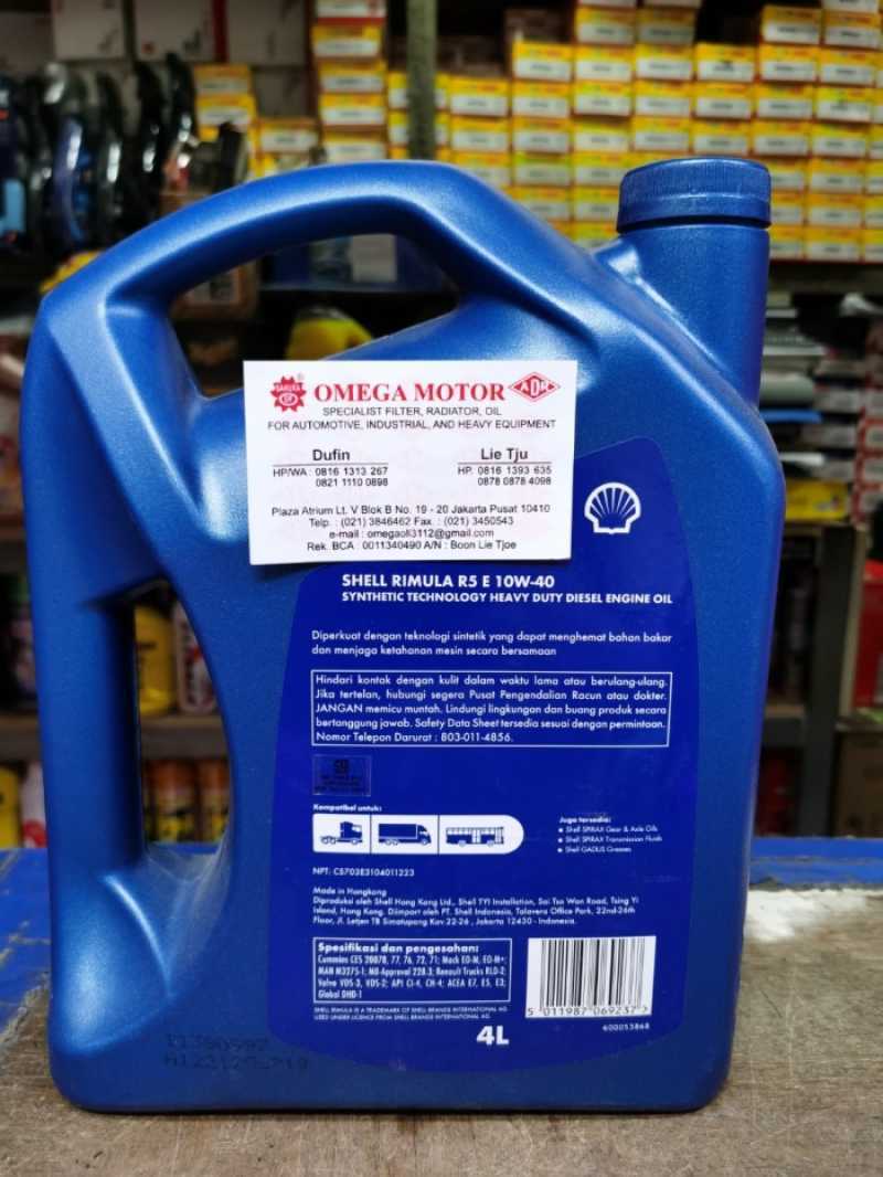 Promo Shell Rimula R5 E 10W-40 Diesel Engine Oil 4 Liter 100% New ...