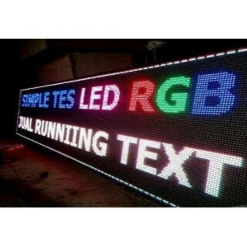 Promo Lampu LED Running Text modul p10 RGB ukuran 96 x 64 cm dua sisi ...