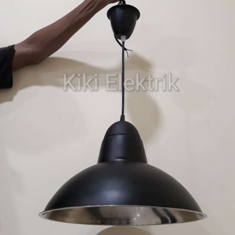 Promo Kap Lampu Gantung Hitam Stainless Diameter 38 cm + Fitting Jerman E27 Diskon 23% di Seller ...