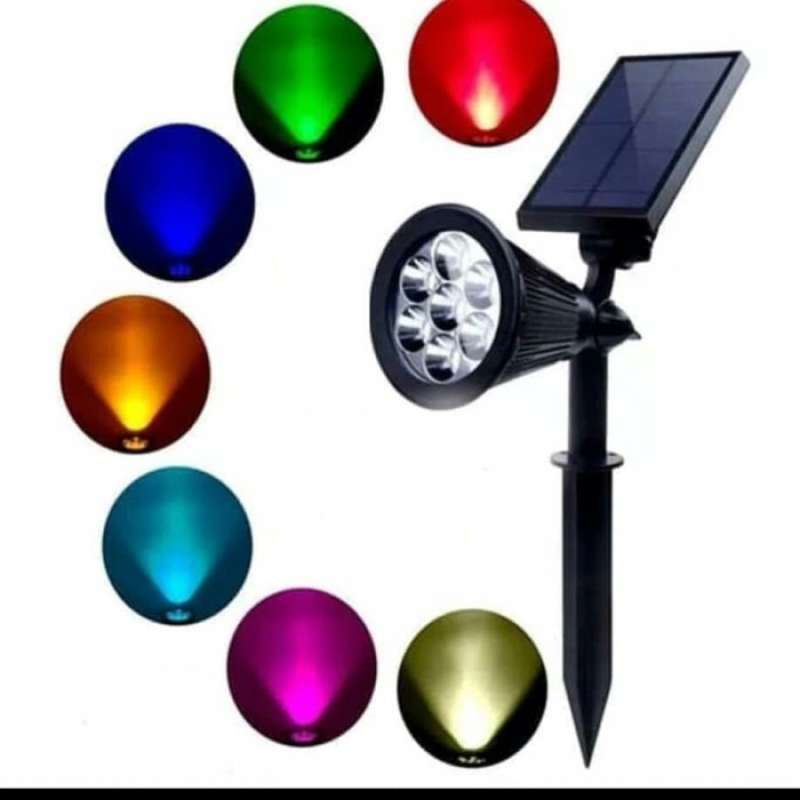 Promo lampu taman solar cel panel surya matahari rgb warna warni ...