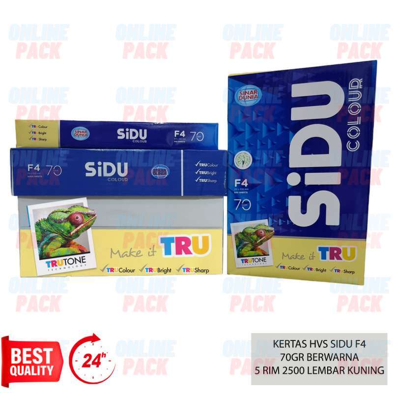 Promo KERTAS HVS SIDU F4 FOLIO 70GR BERWARNA KUNING 70 GSM GRAM 1 ...