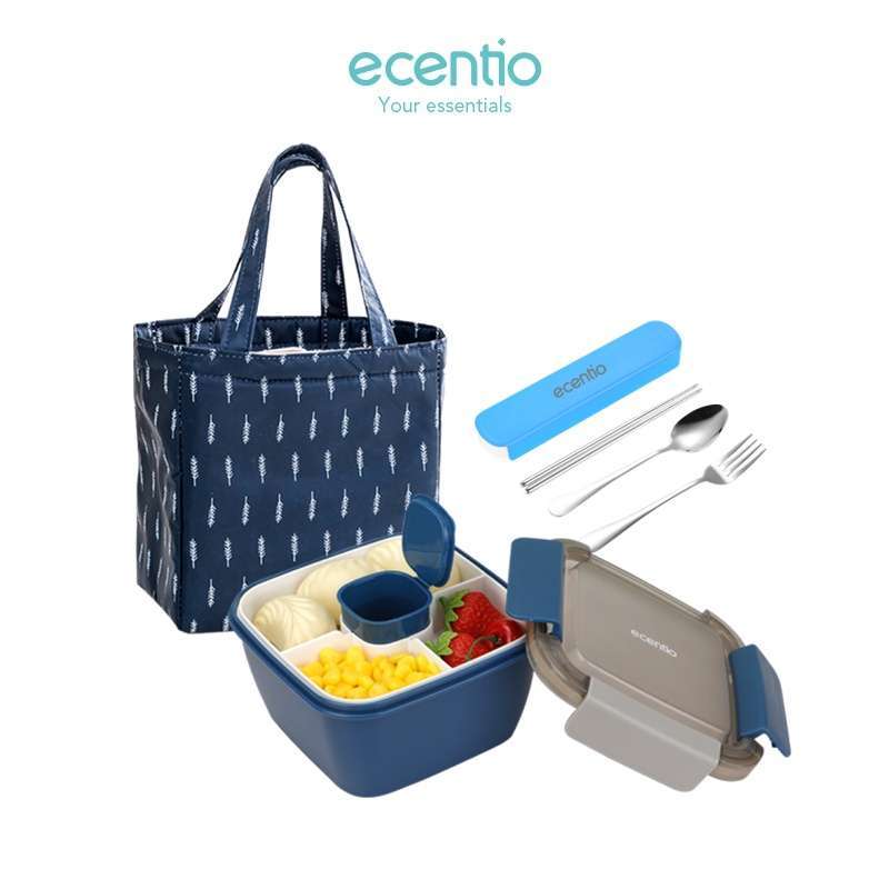 Promo Ecentio Lunch Box Set1100ml Wadah Saus Kecil / Tempat Bekal Makan ...