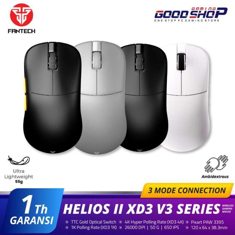 Promo Fantech HELIOS II XD3 V3 Wireless Mouse Gaming 1K 4K TRI Mode ...