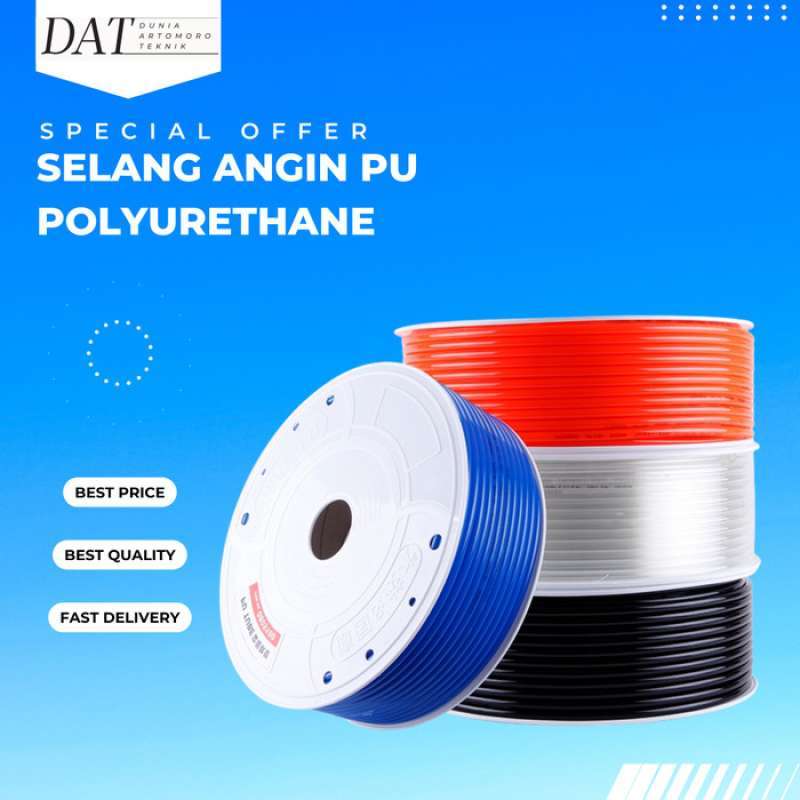 Promo Selang Angin Pu Pneumatic Hose Pu (polyurethane) Harga Per Roll - Multicolor Hitam___12mm ...