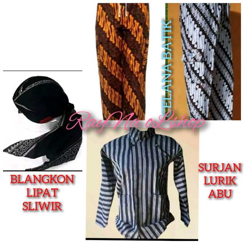 Jual SETELAN BAJU LURIK PRIA JAWA | SURJAN LURIK + BLANGKON LIPAT SLIWIR + CELANA BATIK ...