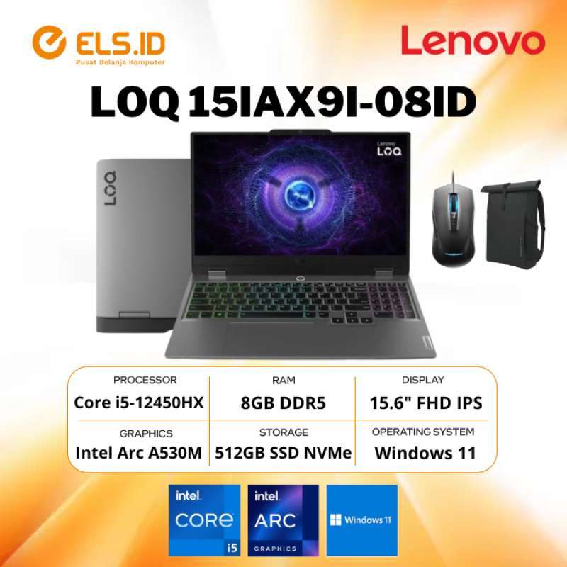 Jual Lenovo Loq 15iax9i Intel I5-12450hx 8gb Ssd 512gb Intel Arc A530m ...