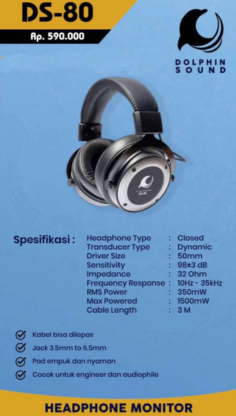 Jual Dolphin Sound Ds80 Ds-80 Monitoring Headphone Di Seller Imagination Music Store - Karang ...
