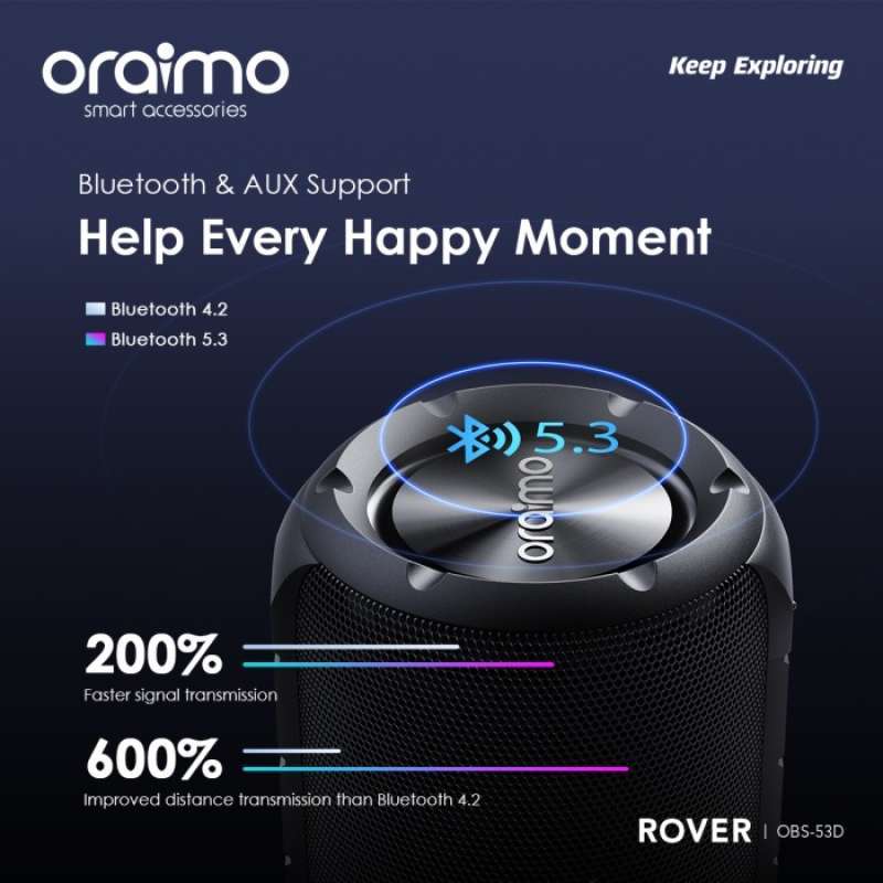 Promo Oraimo Super Bass Speaker Bluetooth 5.3 Max 20W Rover IPX5 RGB ...
